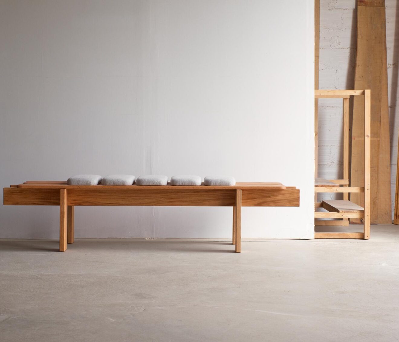 Ueno bench by malva office crafted in solid oak with Japanese design ...