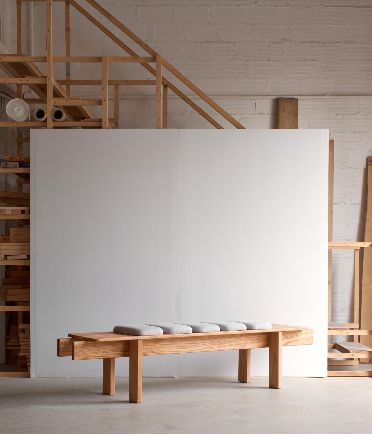 Ueno bench by malva office crafted in solid oak with Japanese design ...